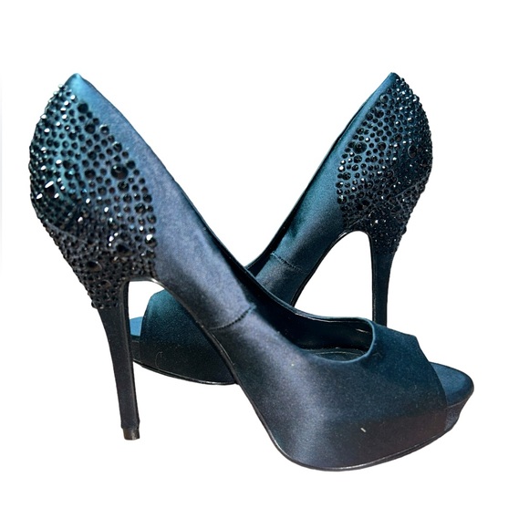 Aldo | Shoes | Aldo Black Heels Rhinestone Back Size Eu 38 | Poshmark